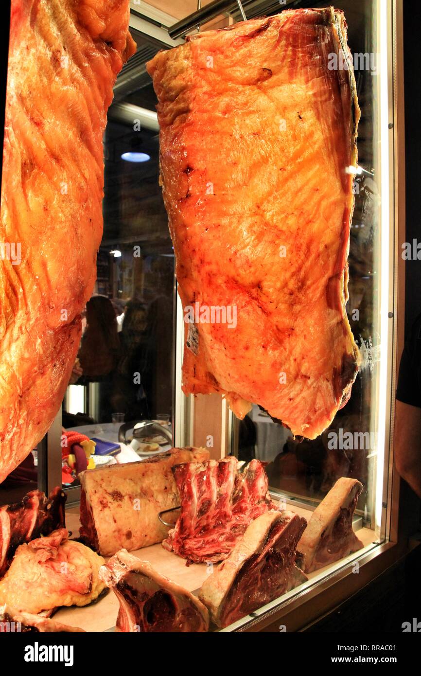 Big pieces of Galician red meat in the butcher shop Stock Photo - Alamy