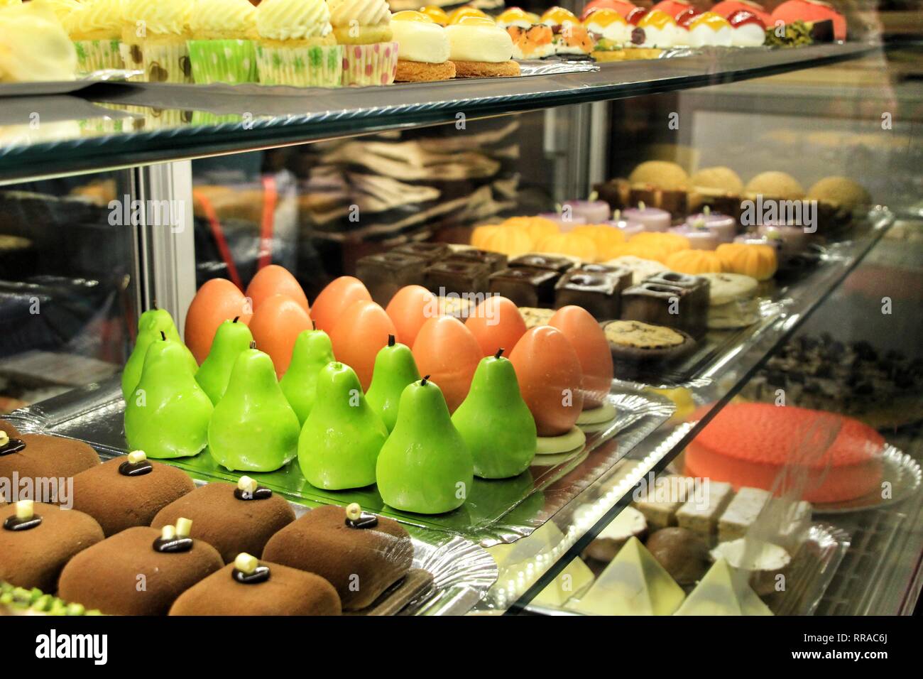 Colorful cakes and sweets in a pastry shop in Spain Stock Photo - Alamy