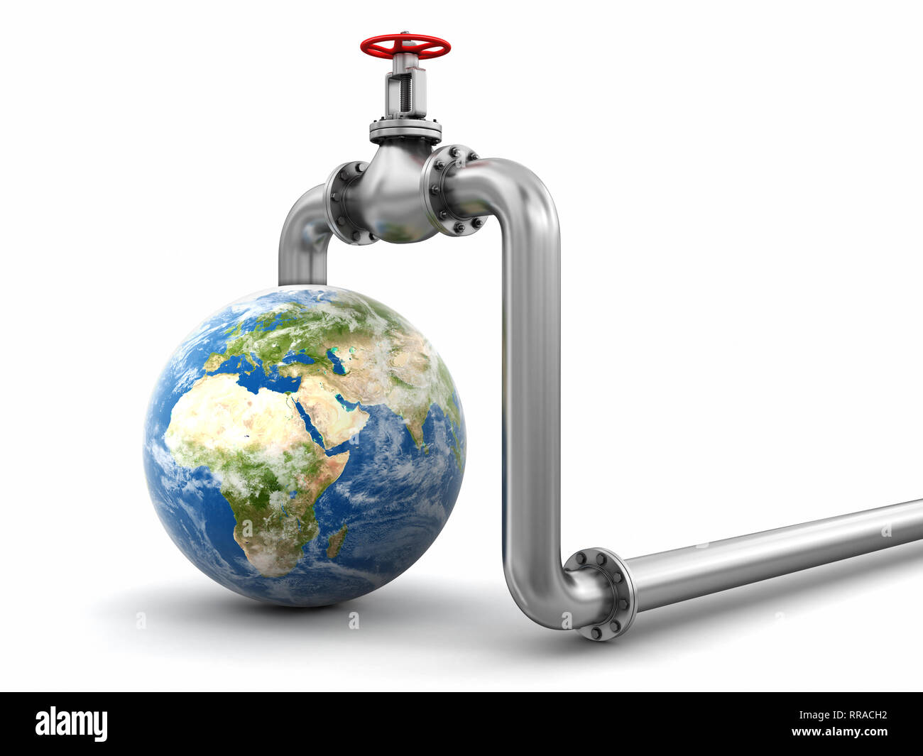 Pipeline with Globe. Image with clipping path Stock Photo - Alamy