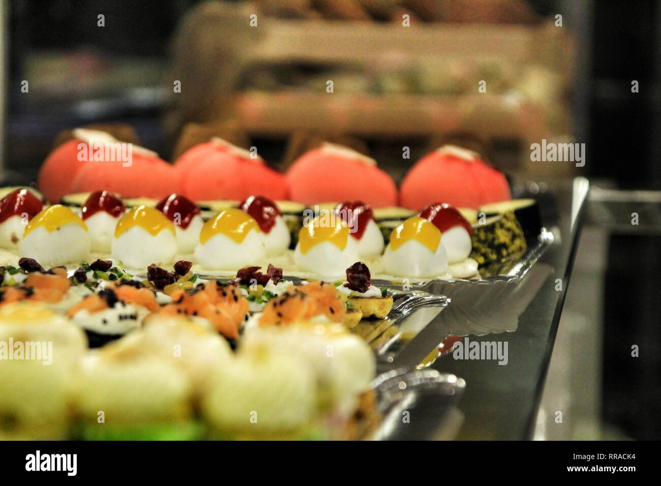 Colorful cakes and sweets in a pastry shop in Spain Stock Photo - Alamy