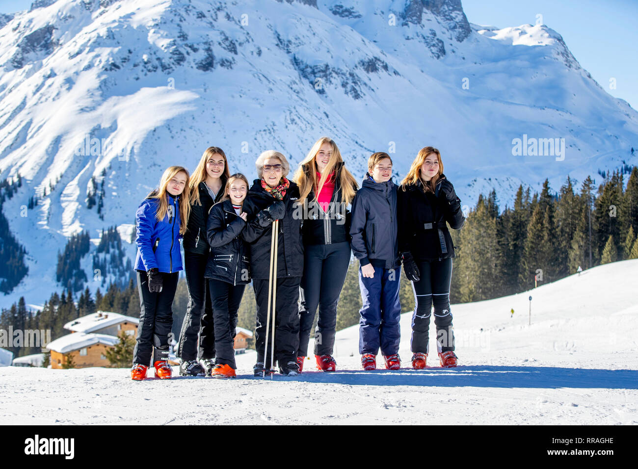 Lech, Austria. 25th Feb, 2019. King Willem-Alexander, Queen Maxima ...