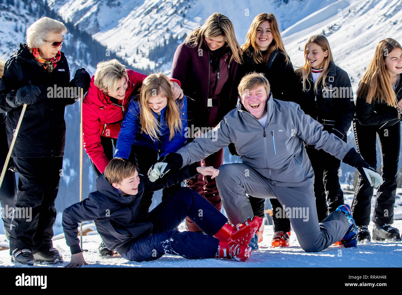 Lech, Austria. 25th Feb, 2019. King Willem-Alexander, Queen Maxima ...