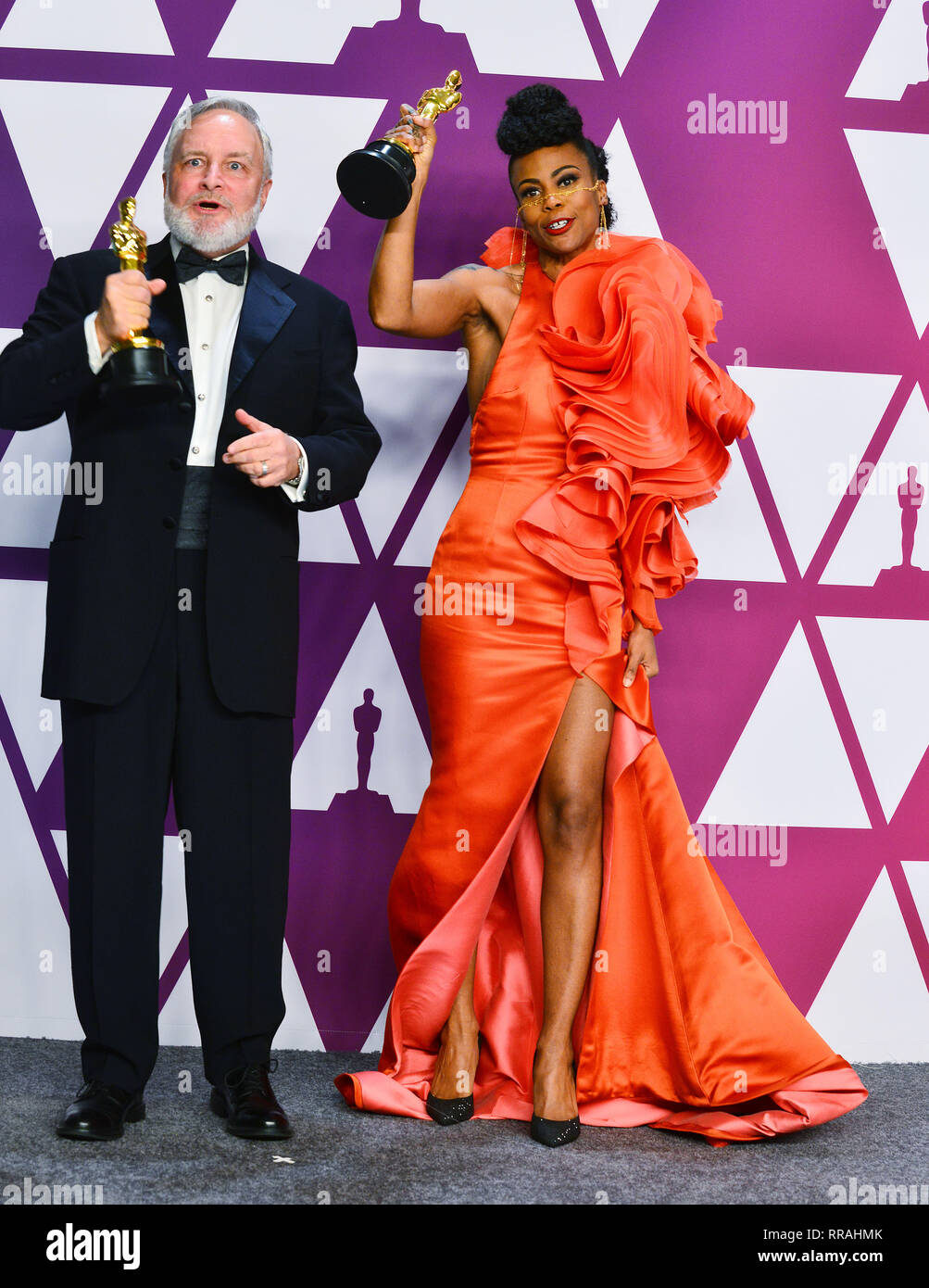 Los Angeles, USA. 24th Feb, 2019. Jay Hart and Hannah Beachler, winners ...