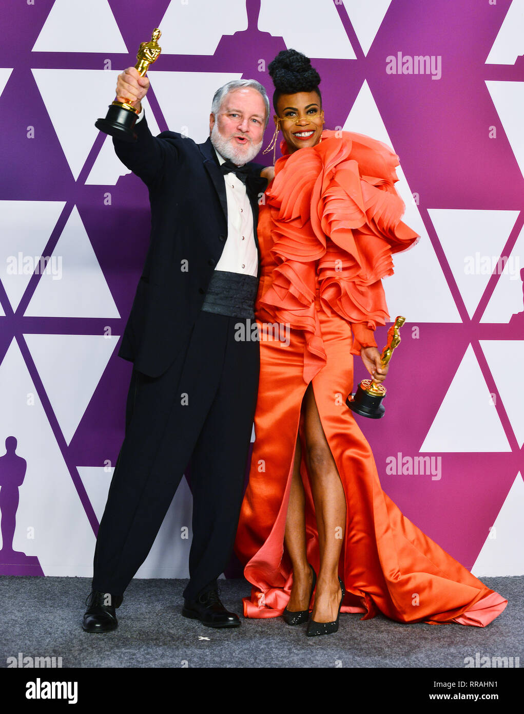 Los Angeles, USA. 24th Feb, 2019. Jay Hart and Hannah Beachler, winners ...
