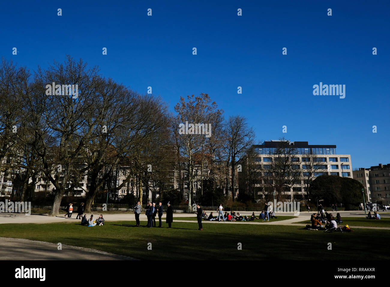 Brussels, Belgium. 25th February 2019. People enjoy the sunny weather ...