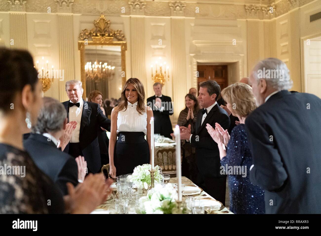 U.S. President Donald Trump and First Lady Melania Trump arrive for the ...