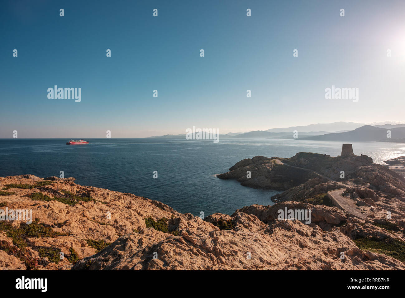 L'Ile Rousse, Corsica - 23rd February 2019. Corsica Linea Ferry leaves ...