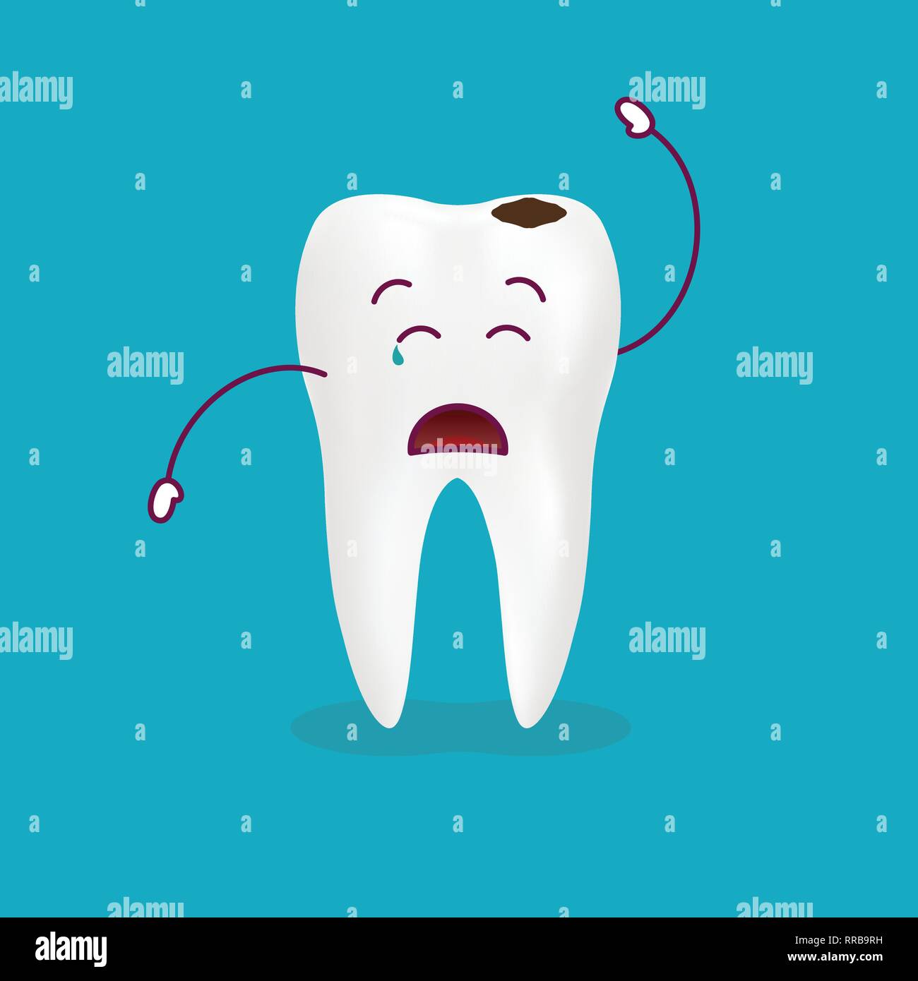 Dental Problem - Sad Decayed Teeth Isolated On A Background. Vector ...