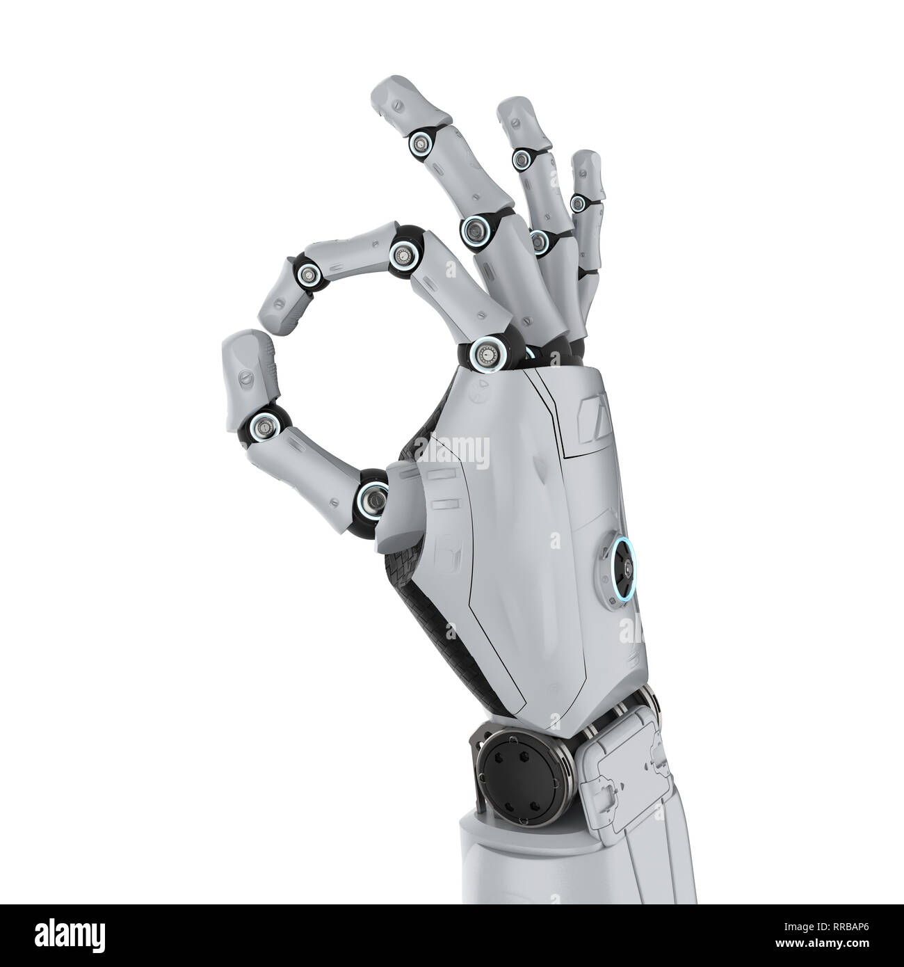 3d rendering robot hand gesture ok isolated on white Stock Photo - Alamy