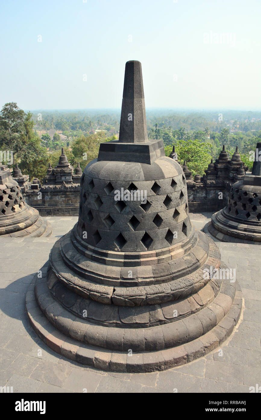 Mahayana Buddhist Temple (9th century), Borobudur, Central Java ...