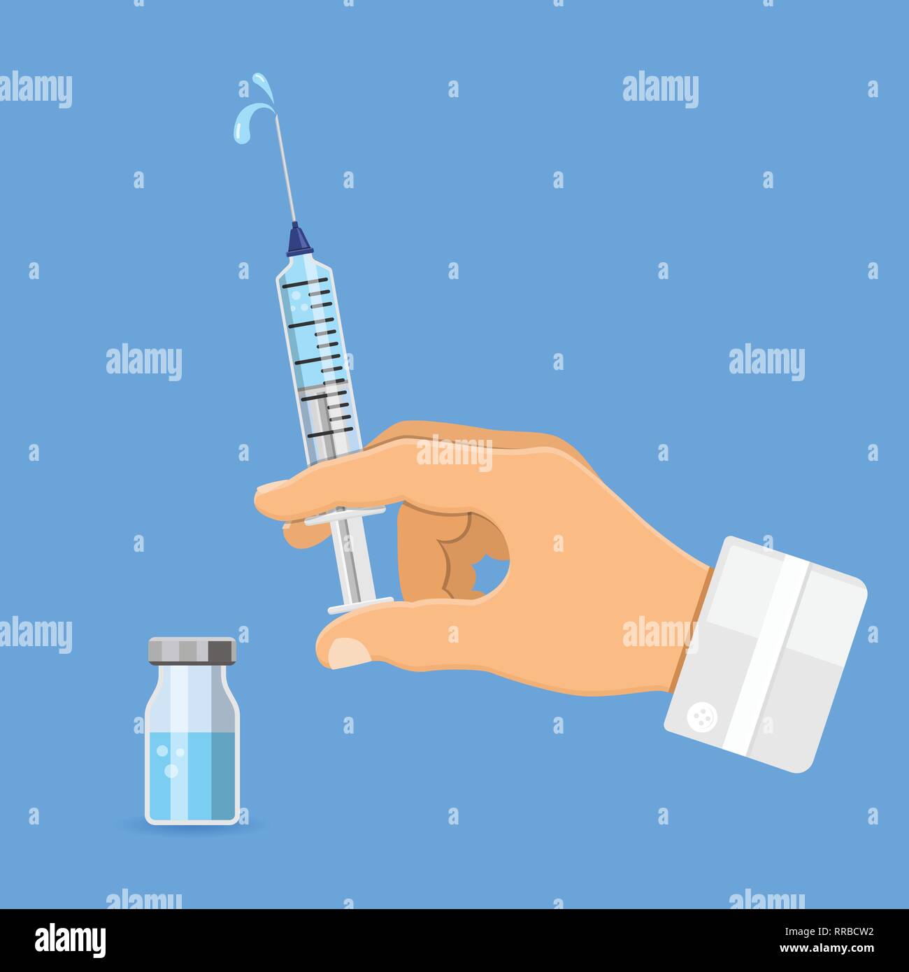 Medical syringe injection in hand Stock Vector Images - Alamy