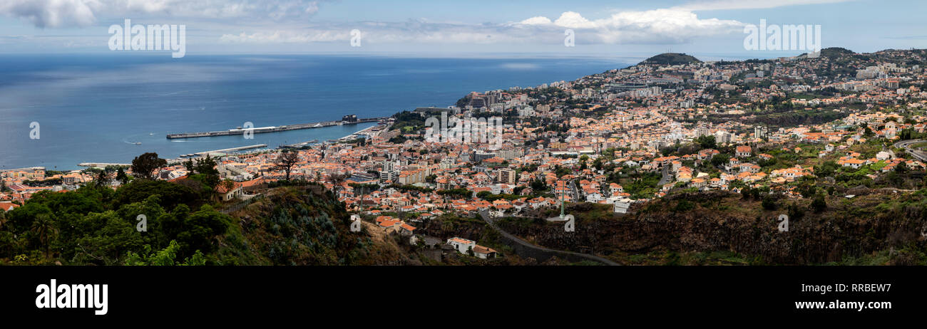 Panoramic view looking down on Funchal, Madeira, Portugal Stock Photo ...