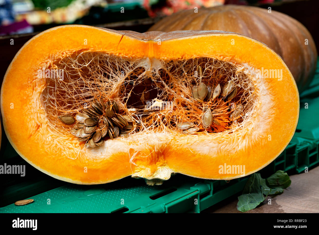 Pumpkin cut in half seeds hi-res stock photography and images - Alamy