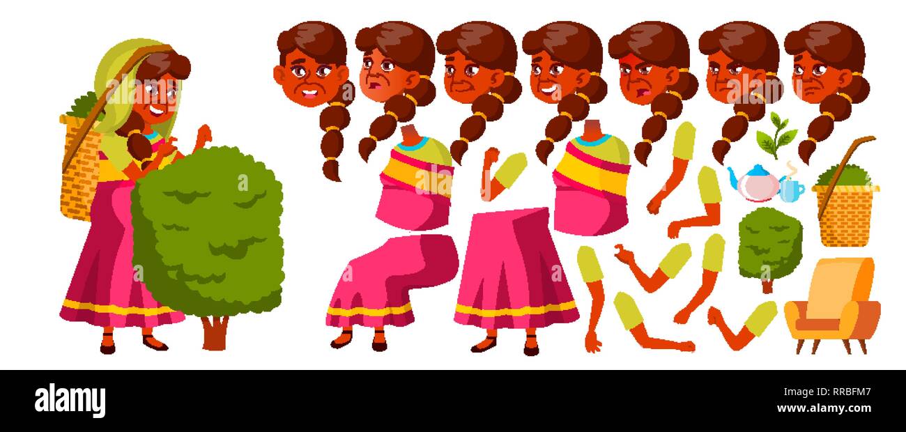 Indian Old Woman Vector. Senior Person Portrait. Elderly People. Aged ...