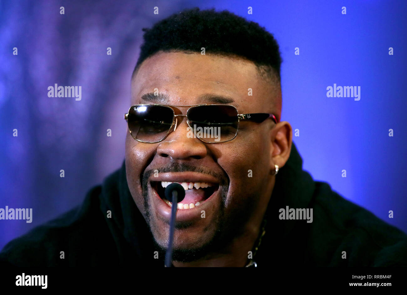 Jarrell Miller during the press conference at Hilton London Syon Park ...