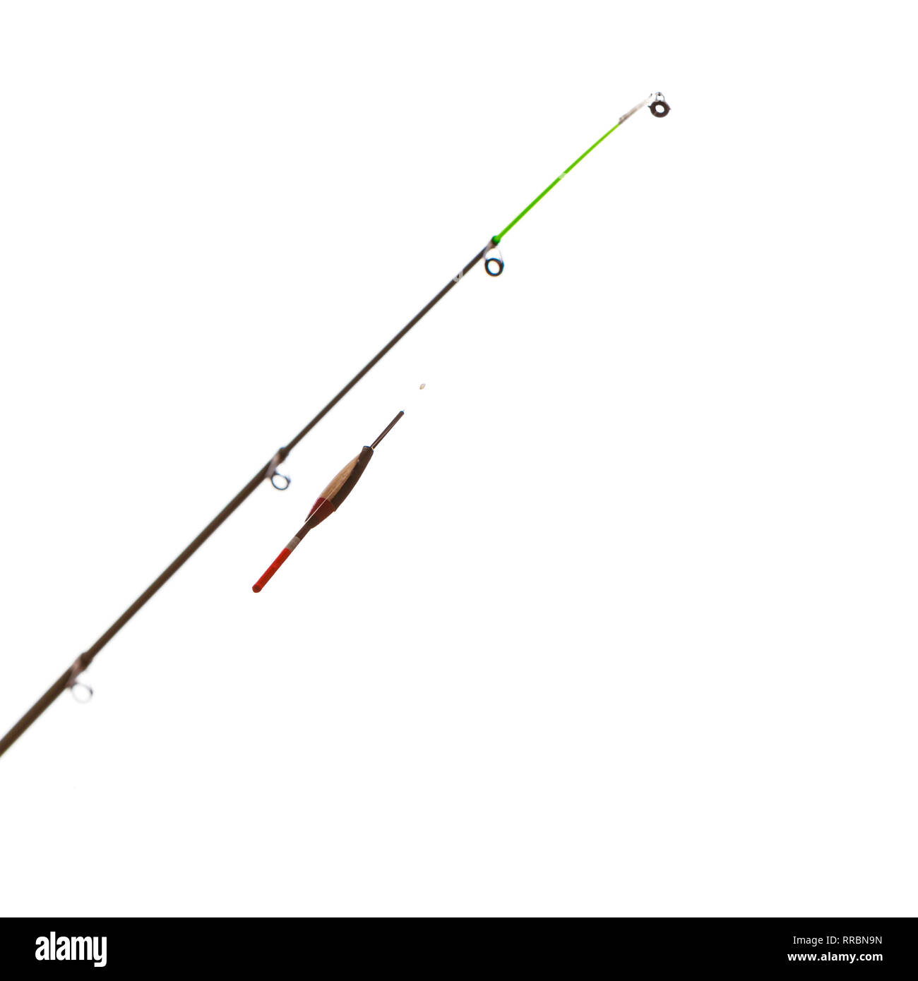 Spinning sport equipment concept. Person holding fishing rod with float ...