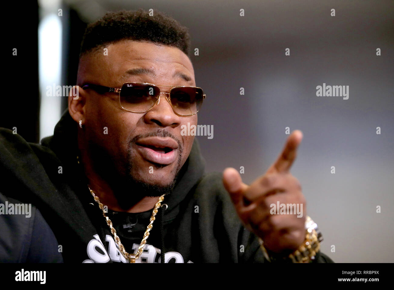 Jarrell Miller during the press conference at Hilton London Syon Park ...