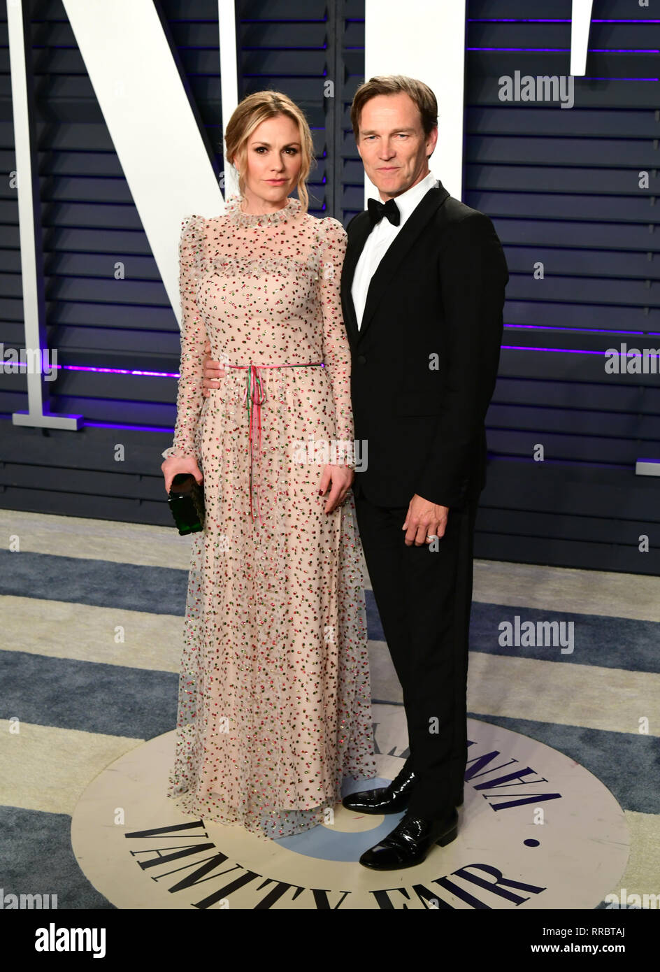 Anna Paquin and Stephen Moyer attending the Vanity Fair Oscar Party ...