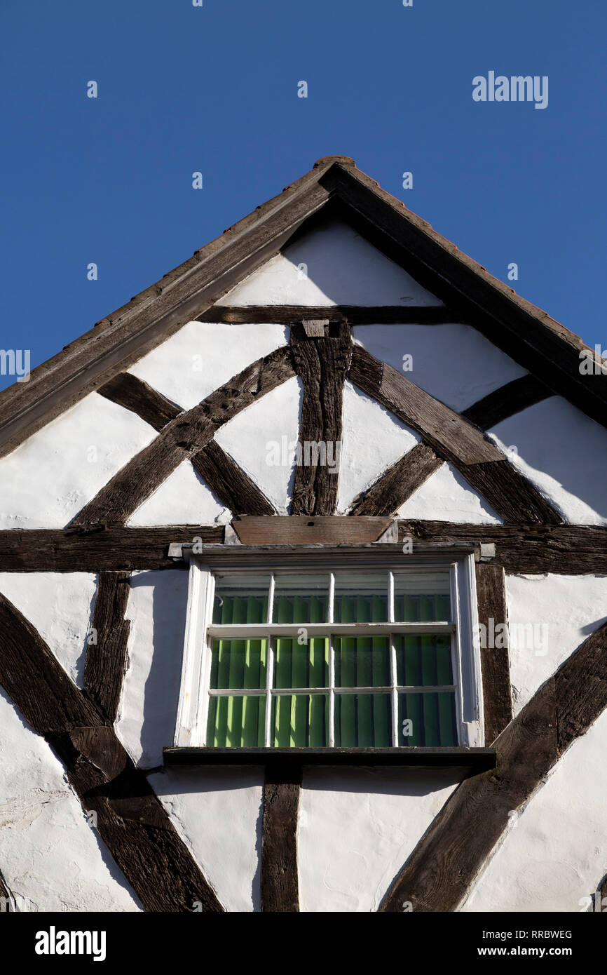 The facade of half-timbered houses on Davygate in central York, England ...