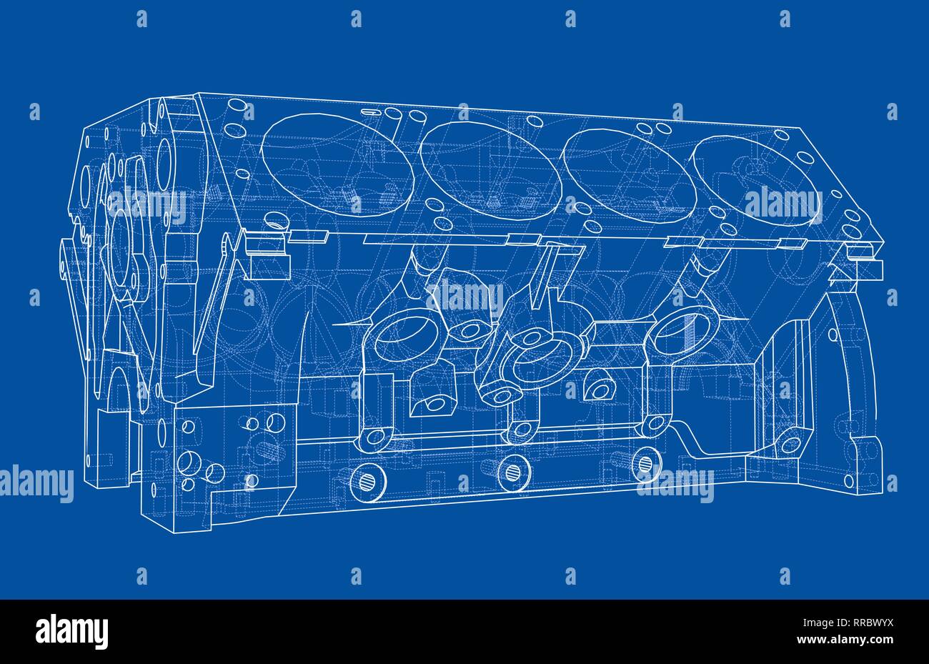 Engine block sketch. Vector rendering of 3d Stock Vector Image & Art ...