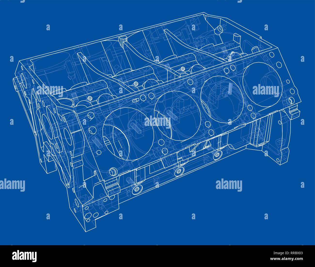 Engine block sketch. Vector rendering of 3d Stock Vector Image & Art ...