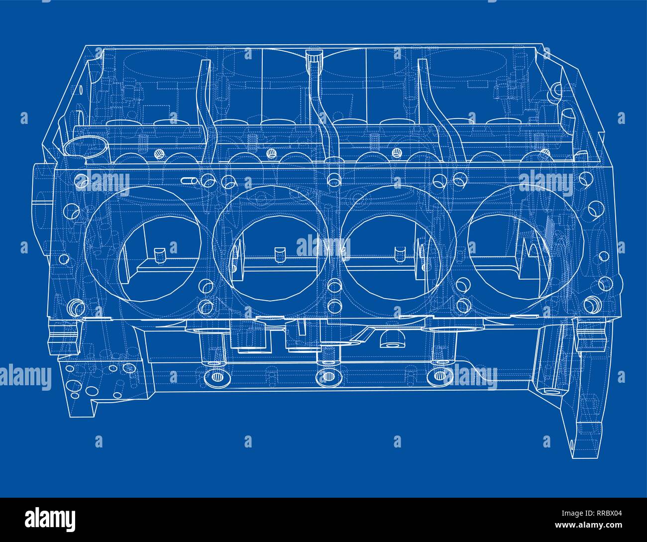 Engine block sketch. Vector rendering of 3d Stock Vector Image & Art ...