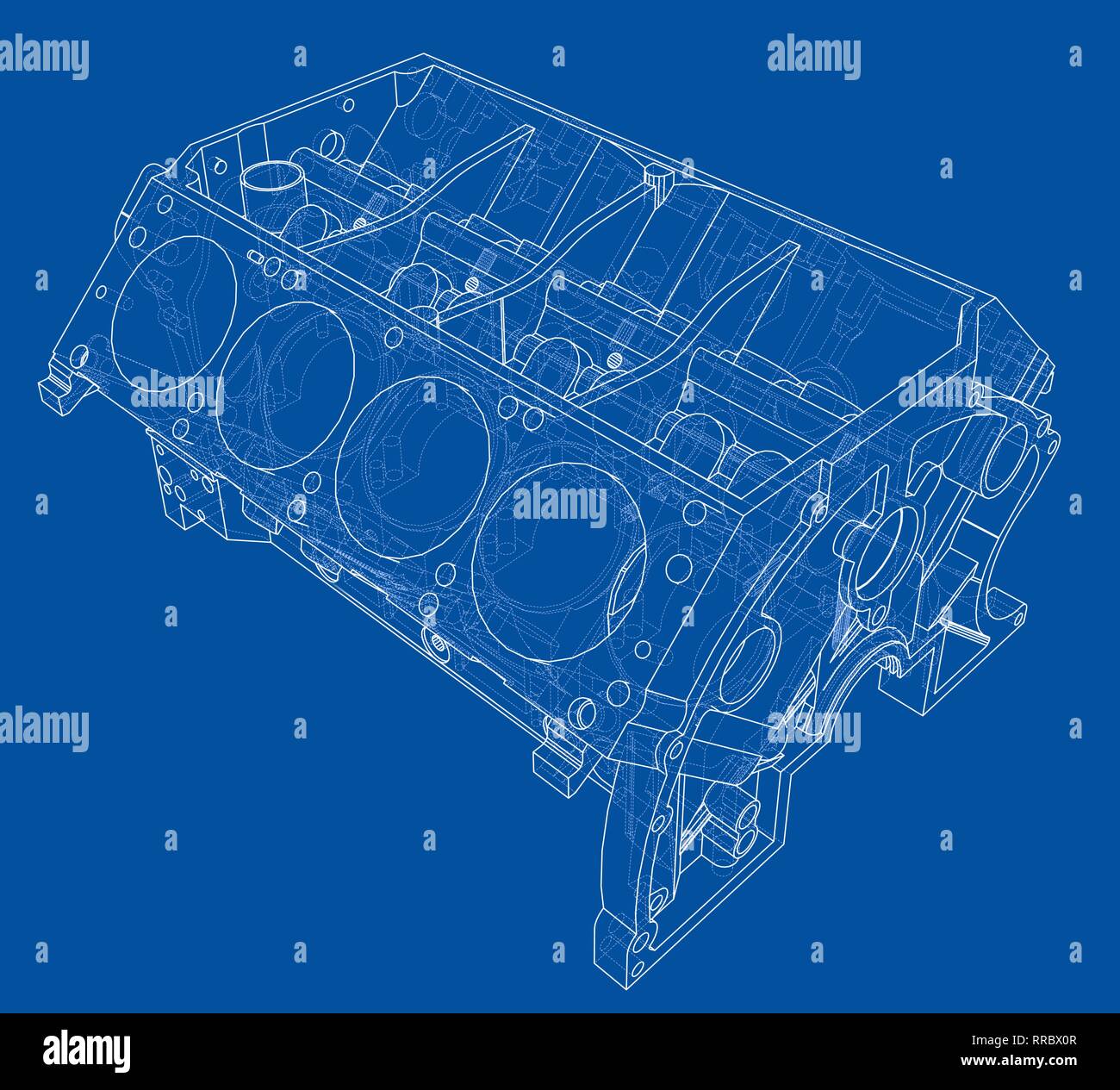 Engine block sketch. Vector rendering of 3d Stock Vector Image & Art ...