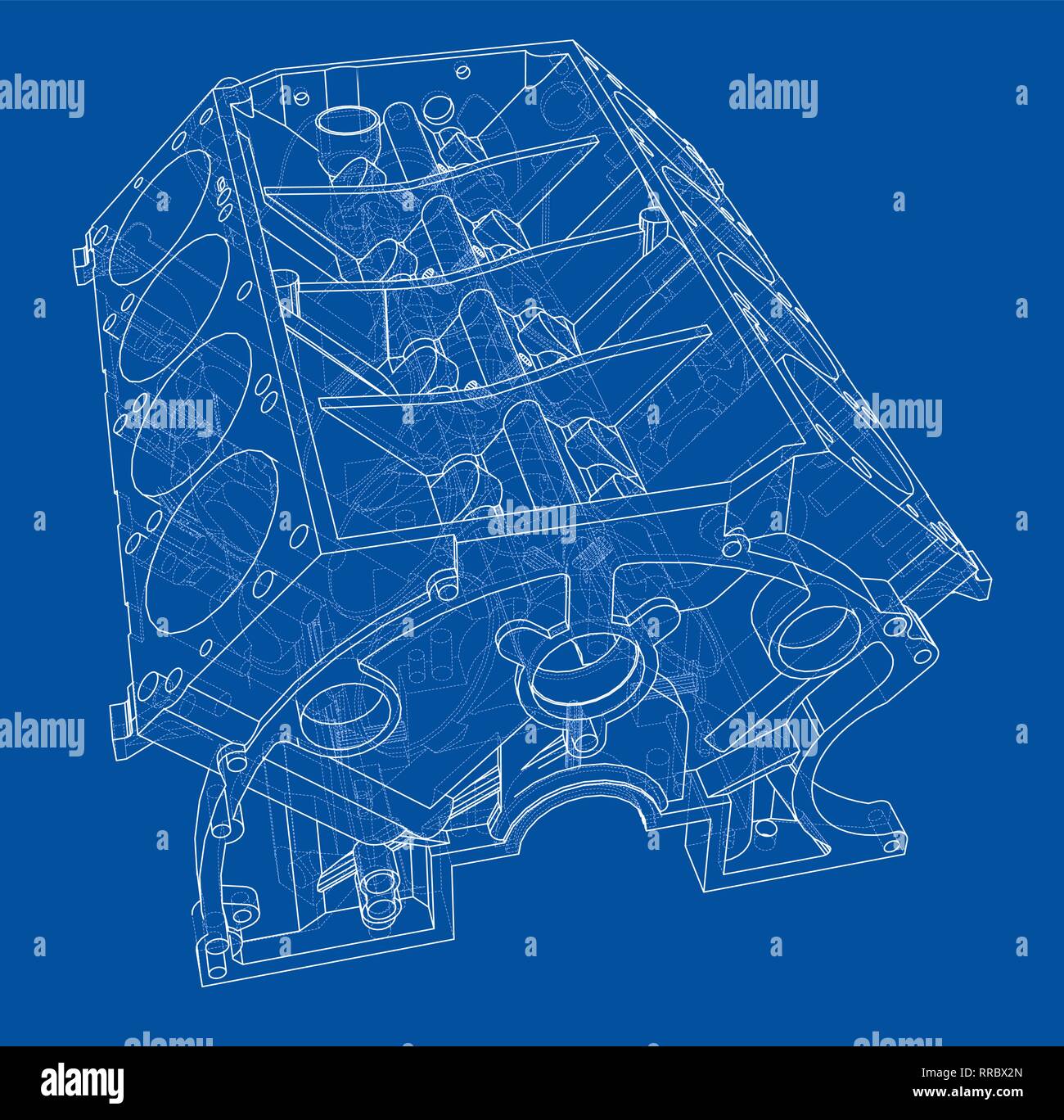 Engine block sketch. Vector rendering of 3d Stock Vector Image & Art ...