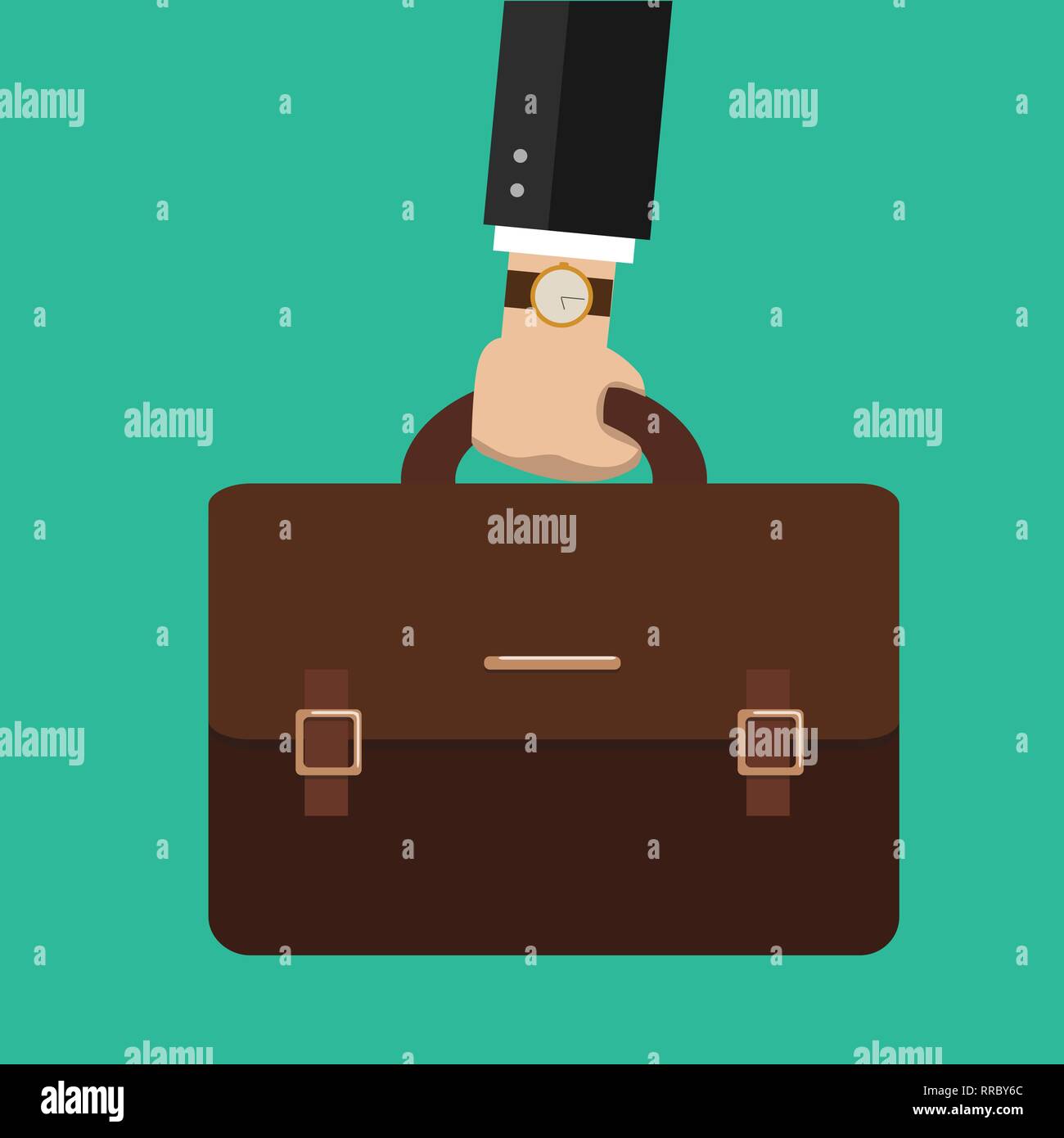 Bussiness, hand holding briefcase. Vector Stock Vector Image & Art - Alamy