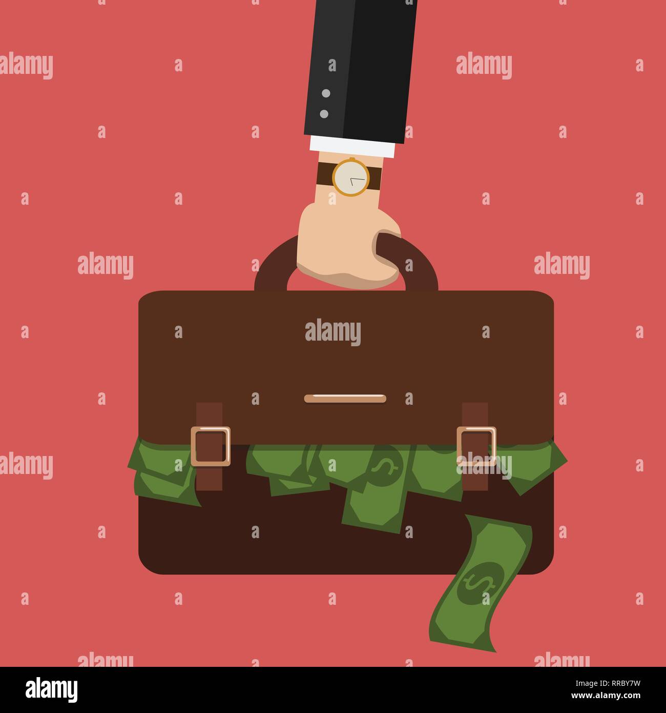 Bussiness, hand holding briefcase. Vector Stock Vector Image & Art - Alamy