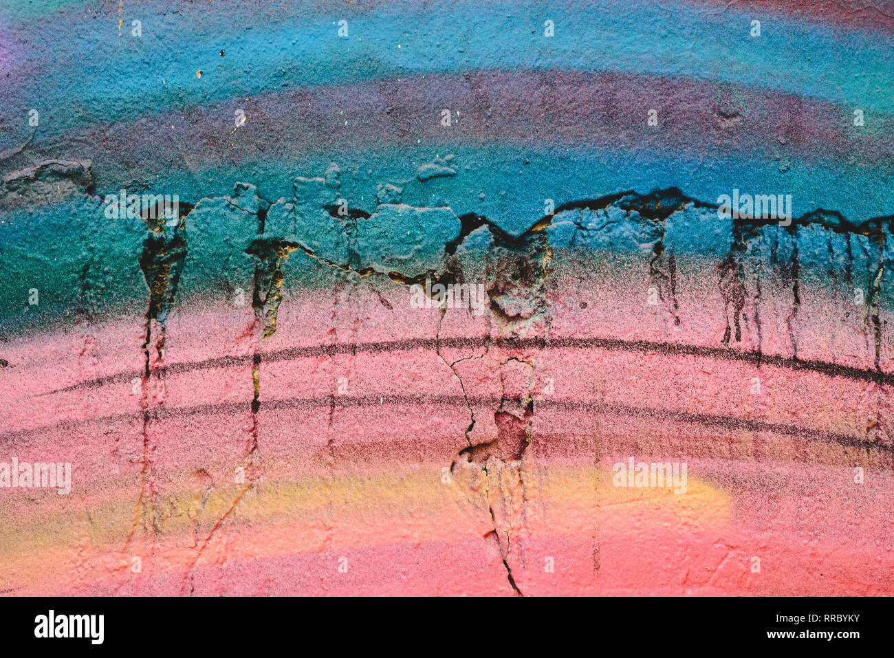 Detail of an anonymous street graffiti with many colors, cheerful urban ...