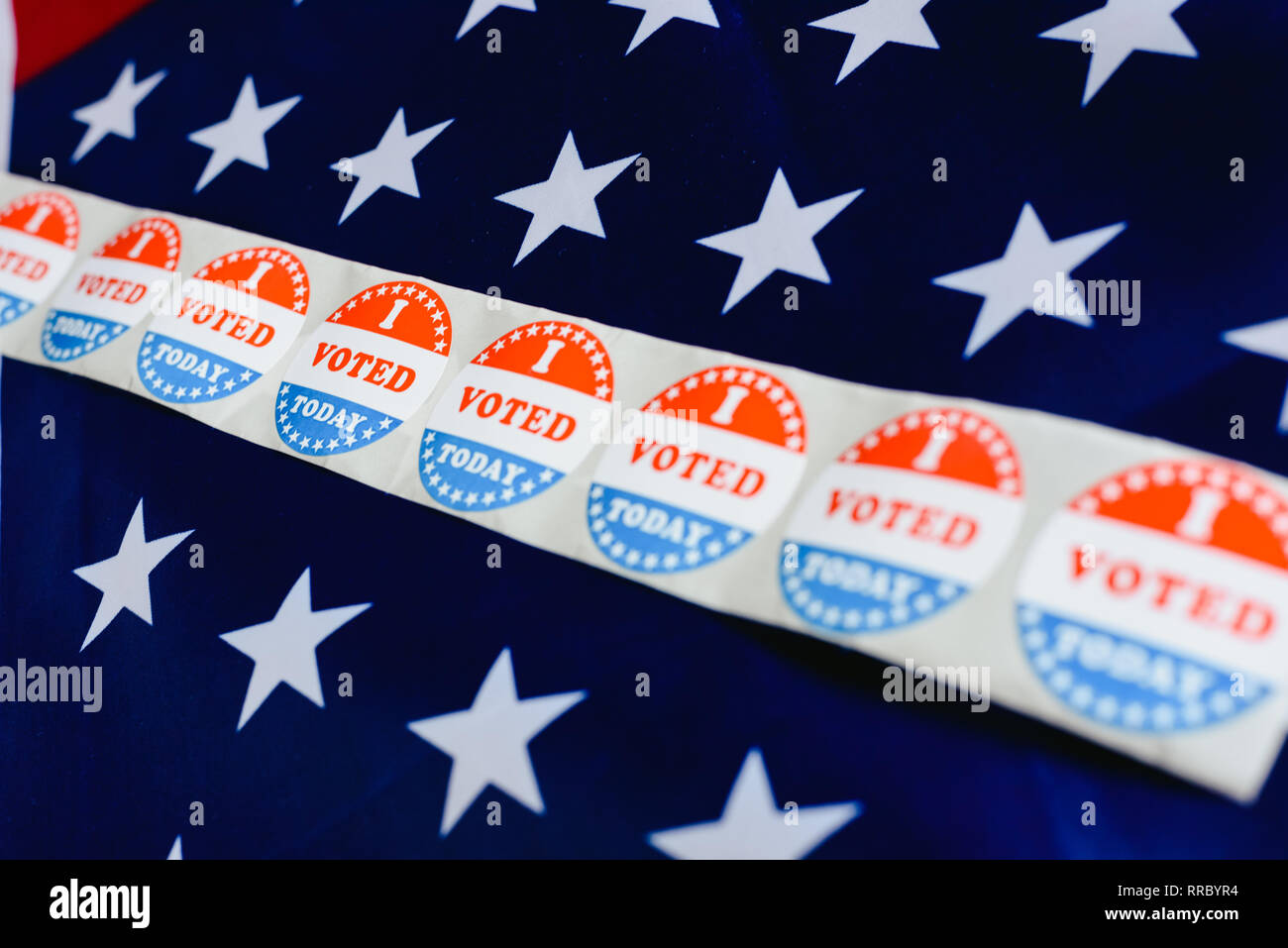 Sticker strip I vote today on the USA flag after voting in the ballot ...