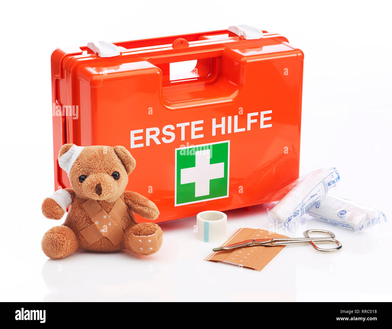 first help box with injured teddy before it Stock Photo - Alamy