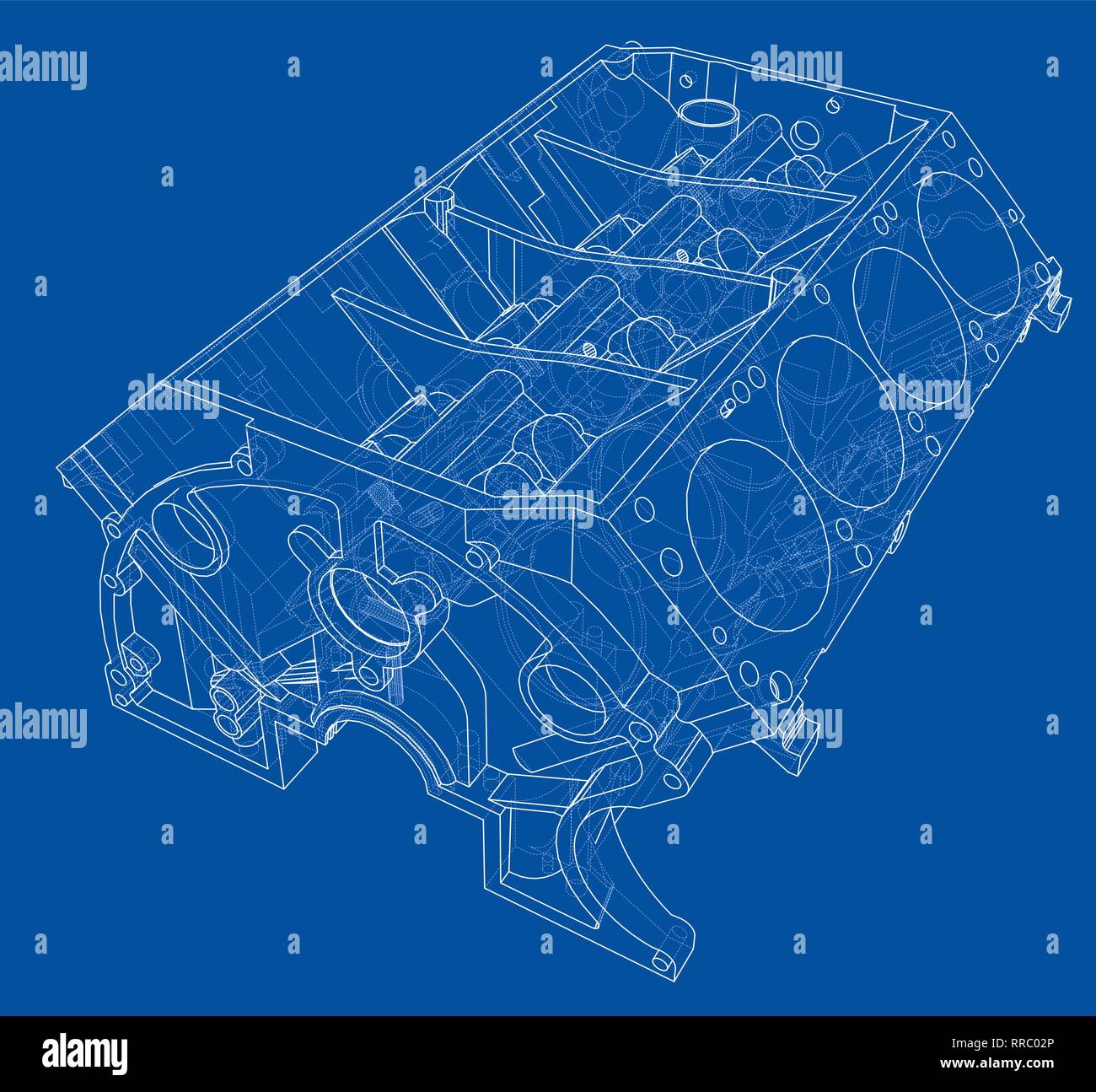 Engine block sketch. Vector rendering of 3d Stock Vector Image & Art ...