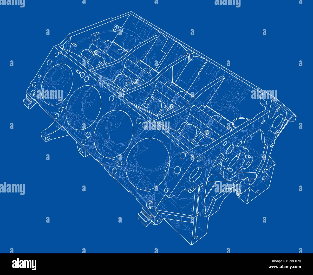 Engine block sketch. Vector rendering of 3d Stock Vector Image & Art ...