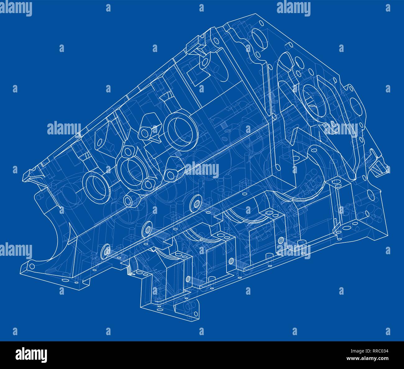 Engine block sketch. Vector rendering of 3d Stock Vector Image & Art ...