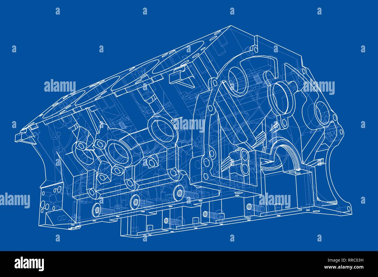 Engine block sketch. Vector rendering of 3d Stock Vector Image & Art ...