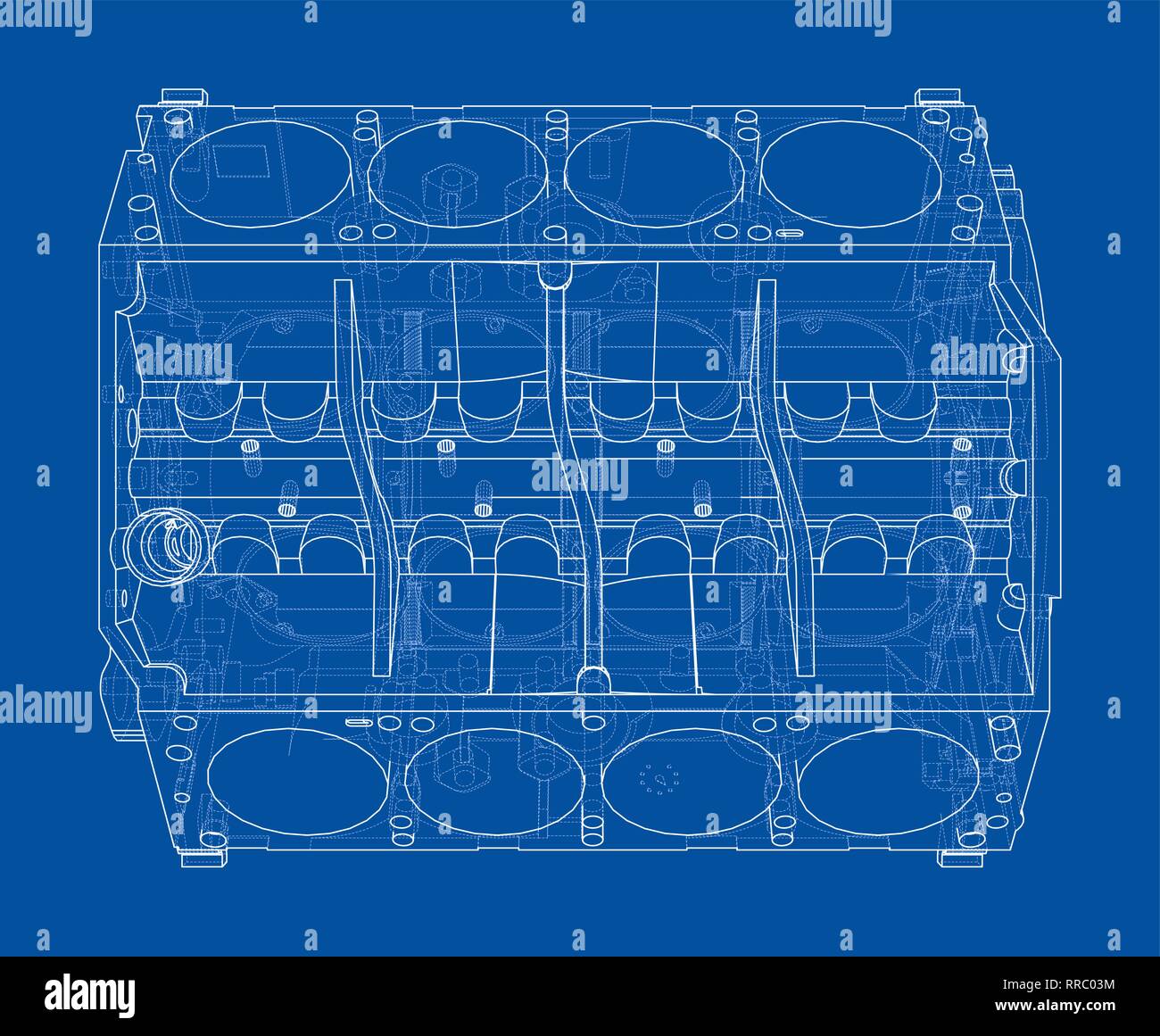 Engine block sketch. Vector rendering of 3d Stock Vector Image & Art ...