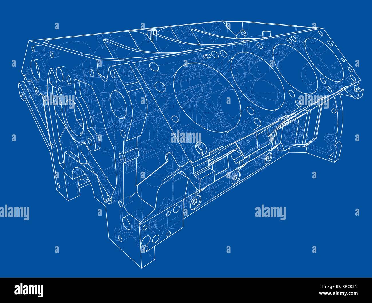 Engine block sketch. Vector rendering of 3d Stock Vector Image & Art ...