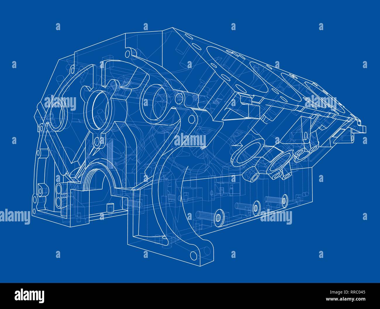 Engine block sketch. Vector rendering of 3d Stock Vector Image & Art ...