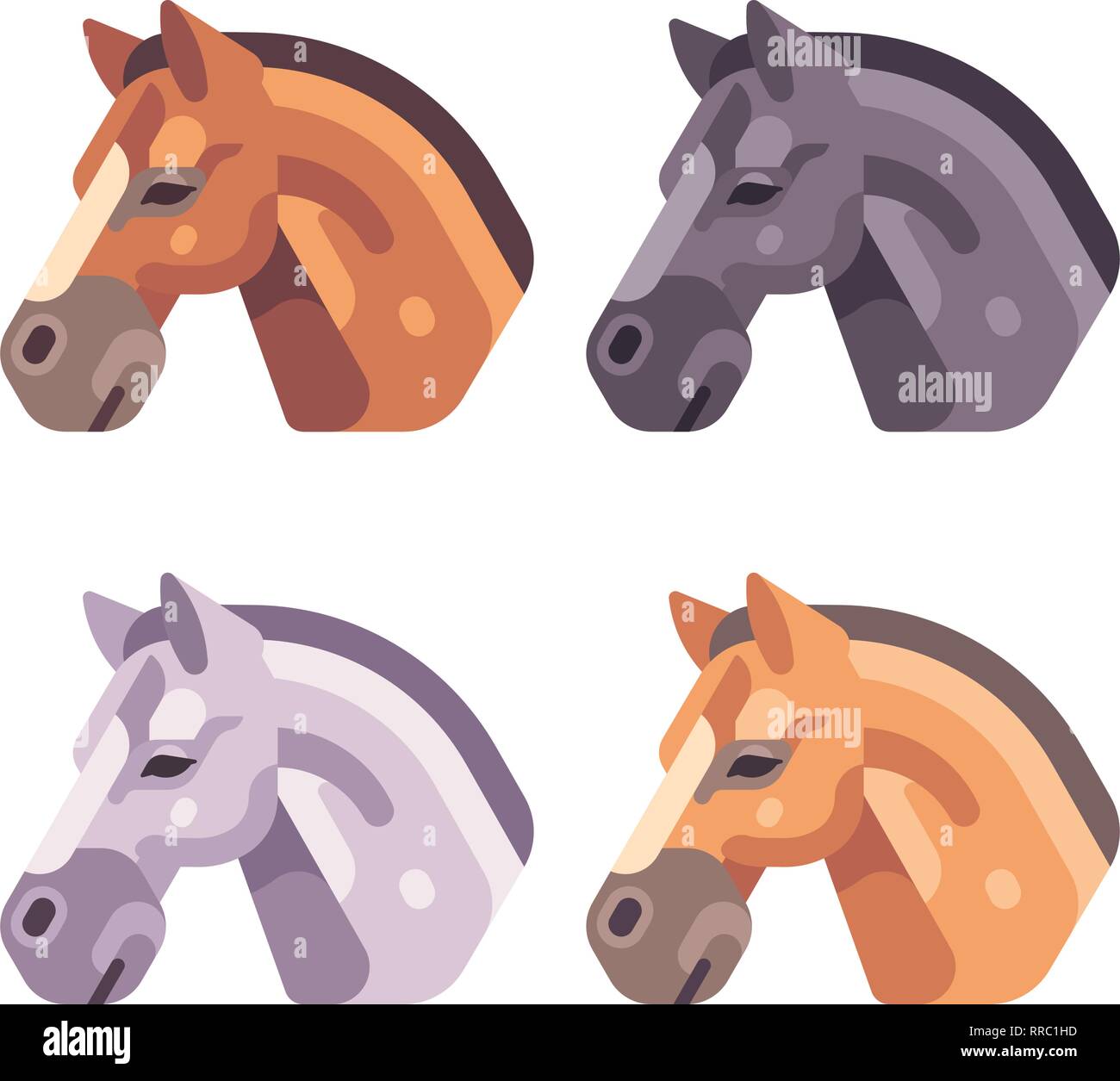 Set of horse heads of different color flat illustration Stock Vector ...