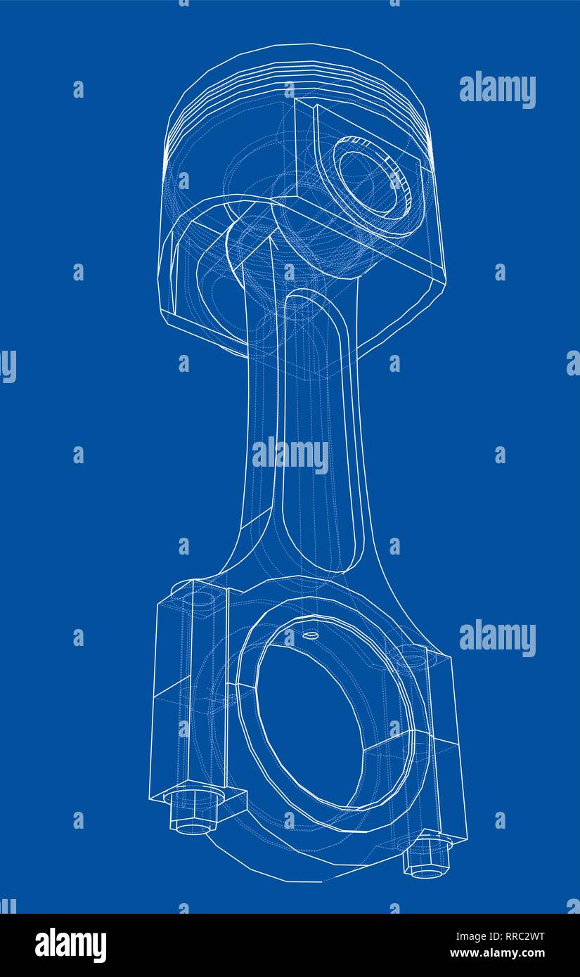 Sketch of piston. Vector rendering of 3d Stock Vector Image & Art - Alamy