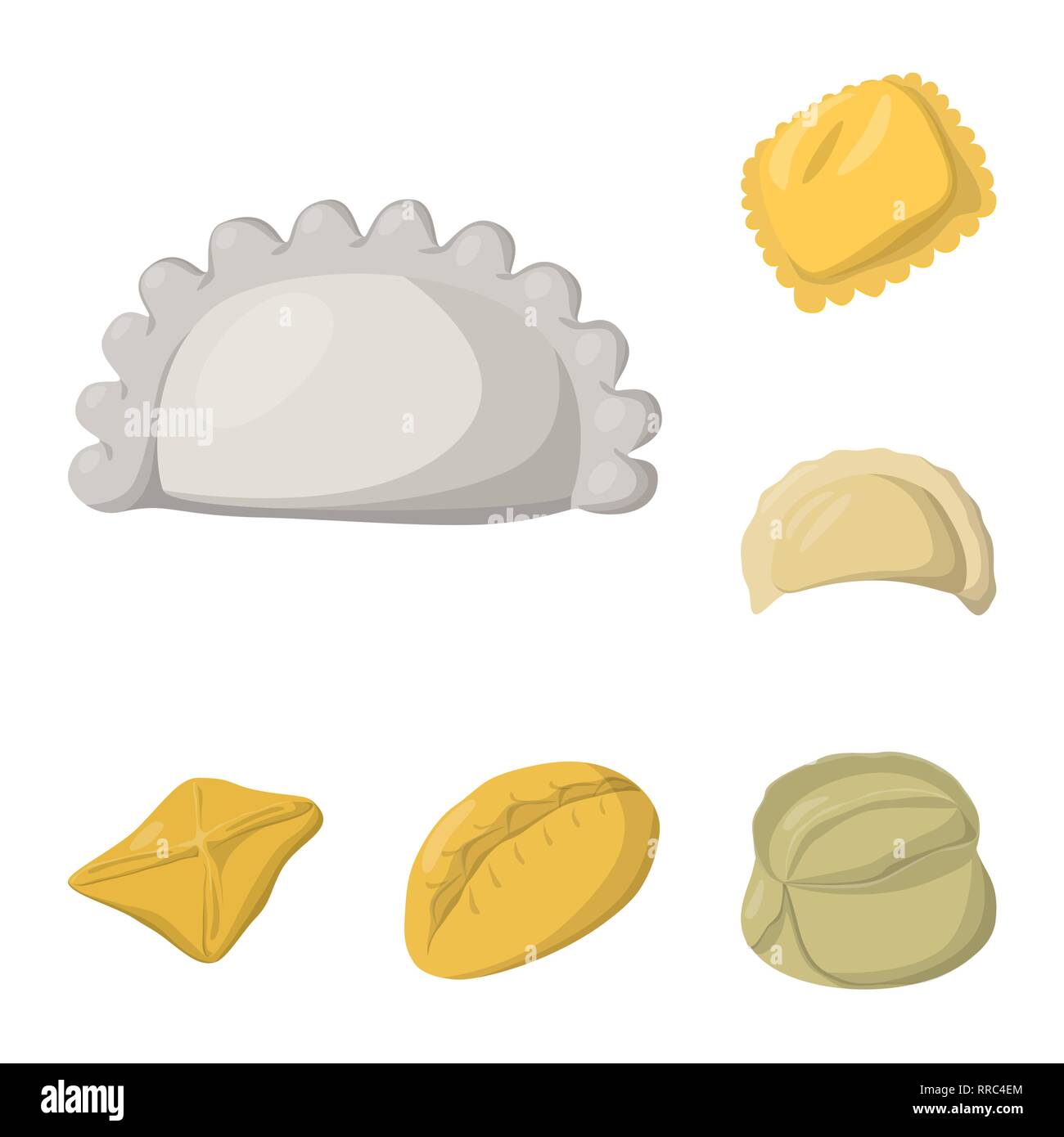 Vector illustration of dumplings and food symbol. Collection of ...