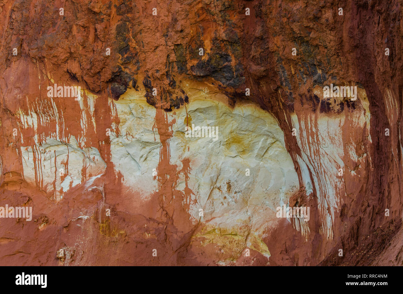 red and yellow rocks in the provencal colorado park near rustrel town ...