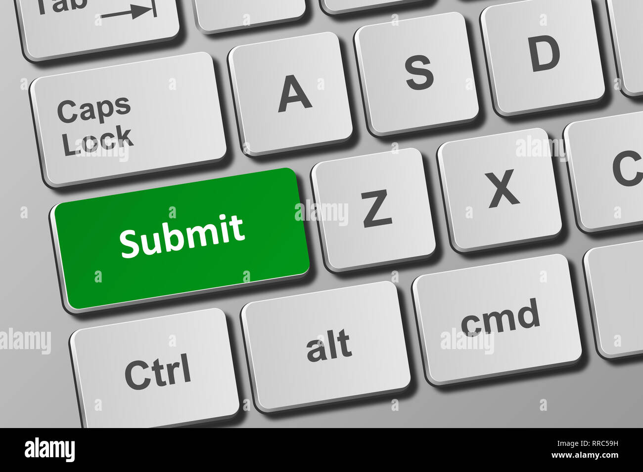 Close-up view on conceptual keyboard with submit button Stock Photo - Alamy