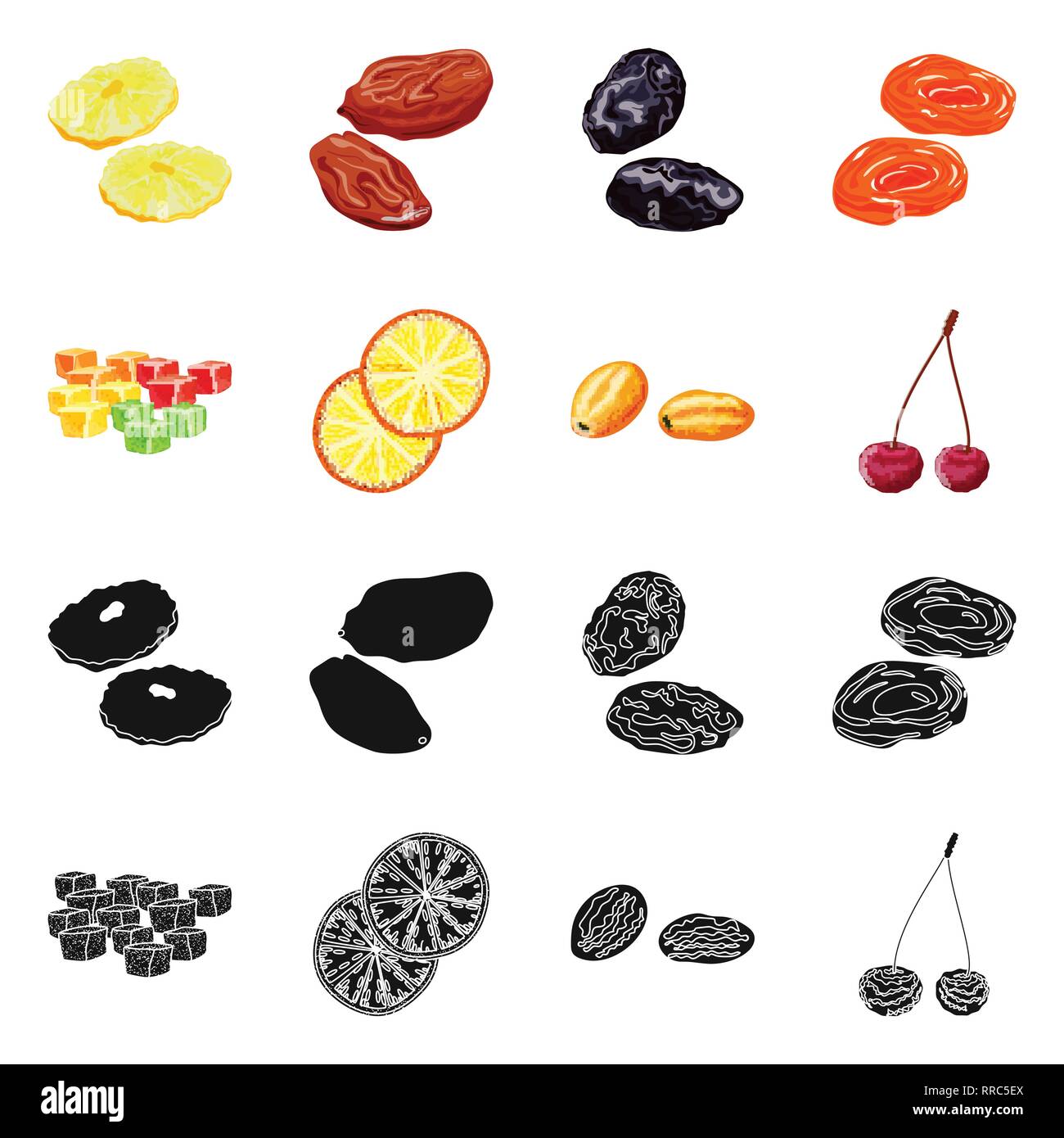 Vector illustration of food and raw sign. Set of food and nature stock ...