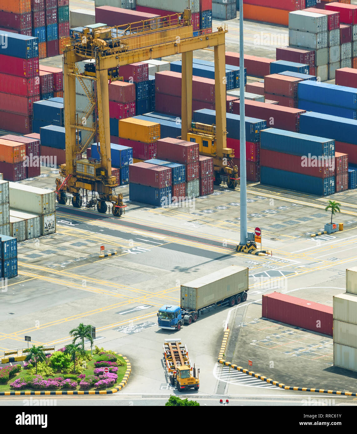 Containers storage and freight cranes equipment of Singapore cargo ...