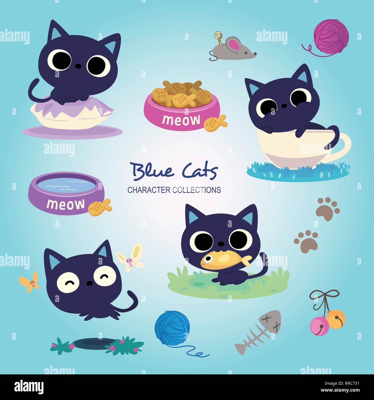 Little Blue Cats Stock Vector Image & Art - Alamy