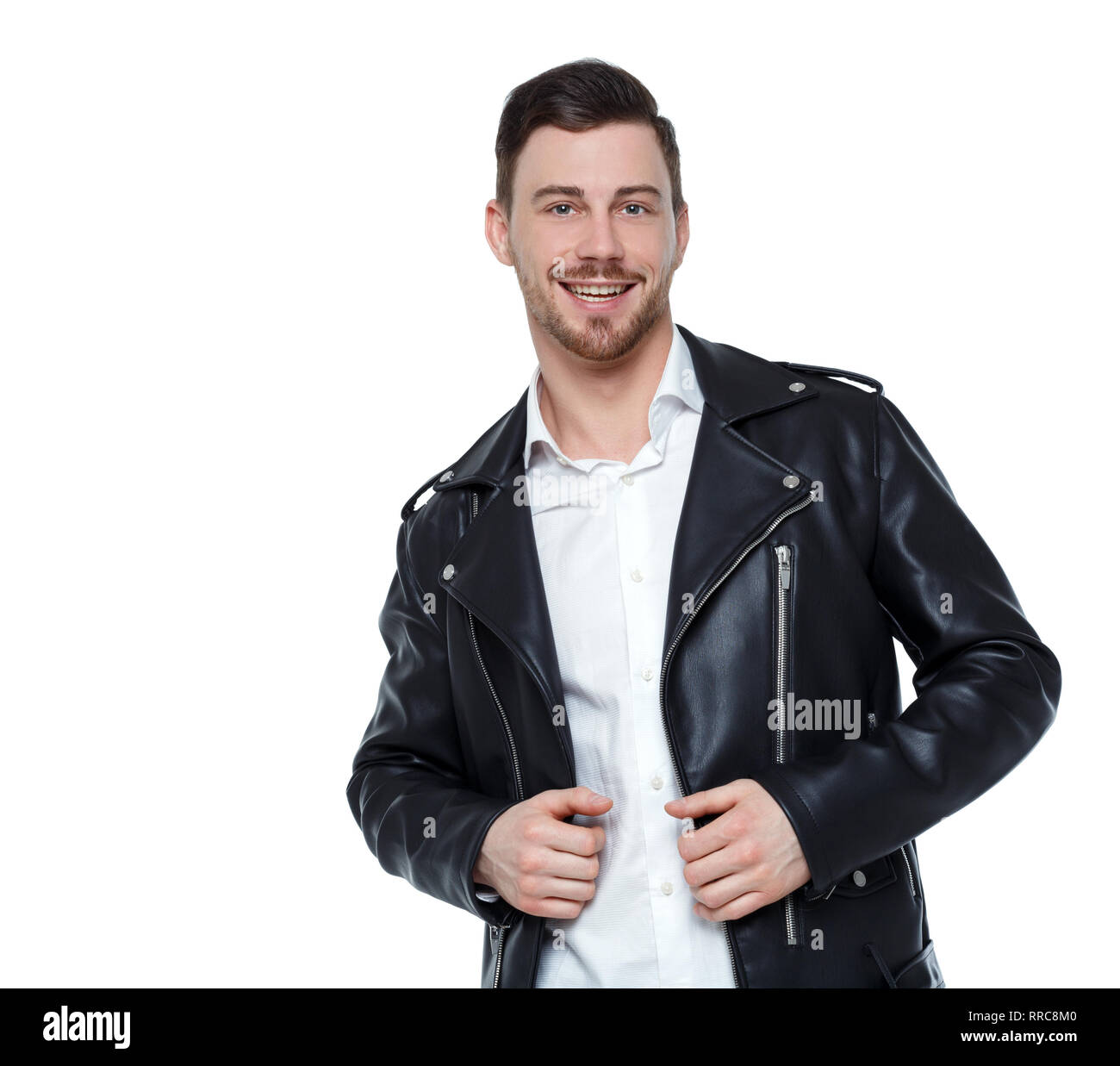 A stylish successful man. Isolated on white background. Front view ...