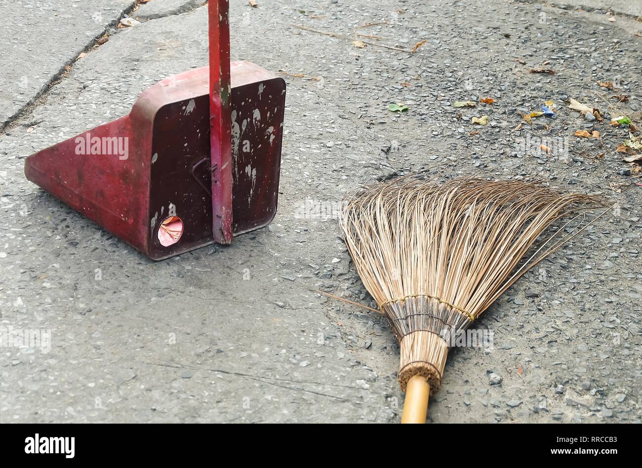 Natural Bamboo Broom and Dustpan With Dry Leaves for Sweeping and ...